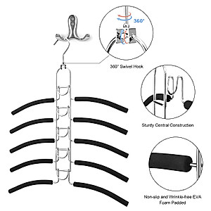 Mastom Space Saving Clothes Hangers, Multilayer Metal Hanger 2 Pack 5 in 1 Space Saver Coat Hangers, Anti-Slip Foam Padded Shirt Suit Hanger for Closet Storage Organizer