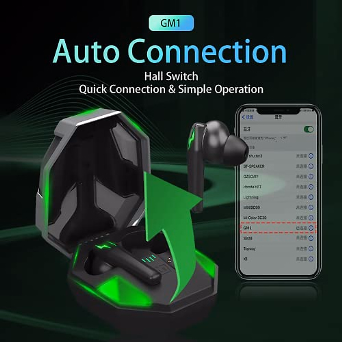 Gaming Earbuds, Bluetooth 5.0 Wireless Gaming Earbuds with 45ms Ultra Low Latency HI-FI Stereo, Gaming in-Ear Earbuds with Game/Music Modes, Gaming Earbuds with Deep Bass for Gaming, Home, Office