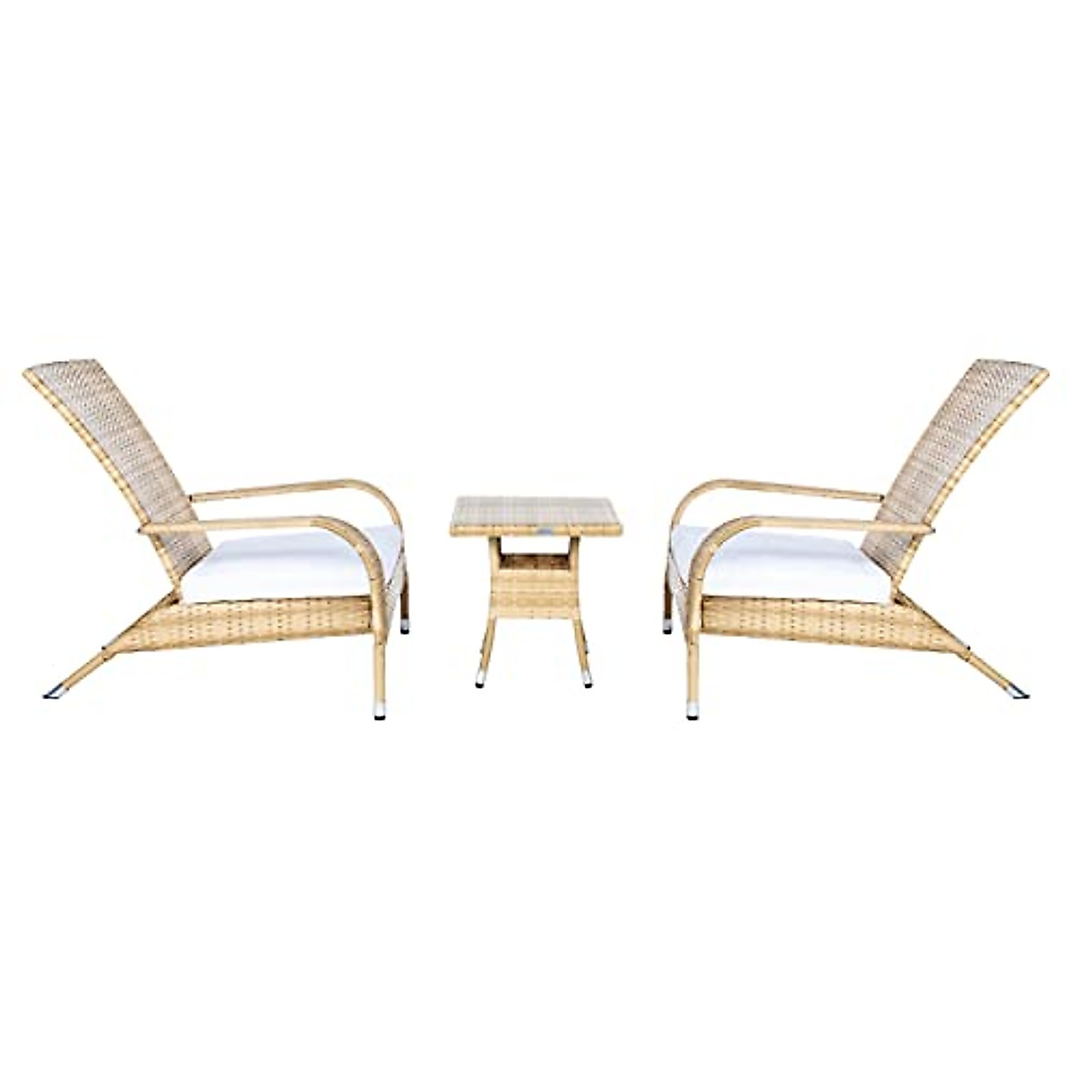 Safavieh Outdoor Collection Edna Natural/White Cushion 3-Piece Lounge Set PAT7719D