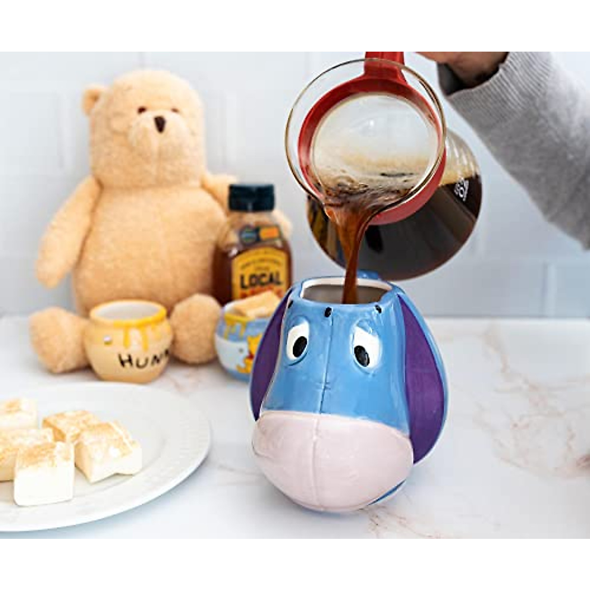 Silver Buffalo Disney Winnie the Pooh Eeyore Face Ceramic 3D Sculpted Mug, 20 Ounces