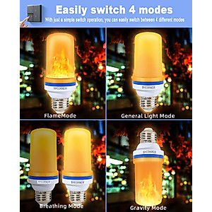 BHCORNER Smaller Size LED Flame Effect Light Bulbs - Halloween Decorations Outdoor Light Bulbs,E26/E27 Base Christmas Flickering Light Bulbs,Halloween Deco Night fire Light Bulb (2 Pack)