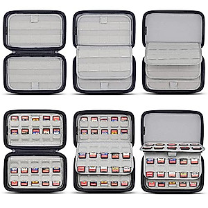 sisma 80 Switch Game Case Compatible with Nintendo Switch or PS Vita Games or SD Cards,Game Cartridge Holders Hard Shell Travel Storage Case Home Safekeeping, Brown