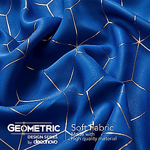 Deconovo Blackout Curtains Gold Diamond Foil Print Room Curtains 42W x 72L Inch, Thermal Insulated Noise Reducing Window Grommet Drapes Living Room Royal Blue 2 Panels