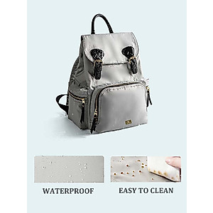 WALLOPTON Diaper Bag Backpack - Multi Function Backpack with Stroller Strap - Stylish Lightweight Large Capacity & Water Resistance - Baby Bag for girls & boys (Grey)