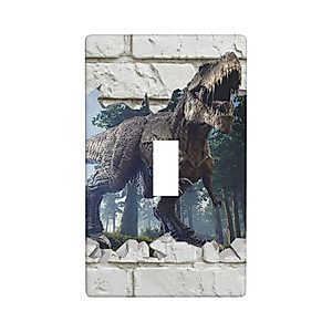 Dinosaur Single Toggle Light Switch Decorative Funny 1 Gang Wall Plate Electrical Faceplate for Kids Boys Playroom Nursery Bedroom Decor