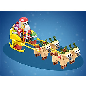 Apostrophe Games Santa's Sleigh Building Block Set - 258 Pieces - Santa Claus Christmas Sleigh with Reindeer - Perfect Stocking Stuffer