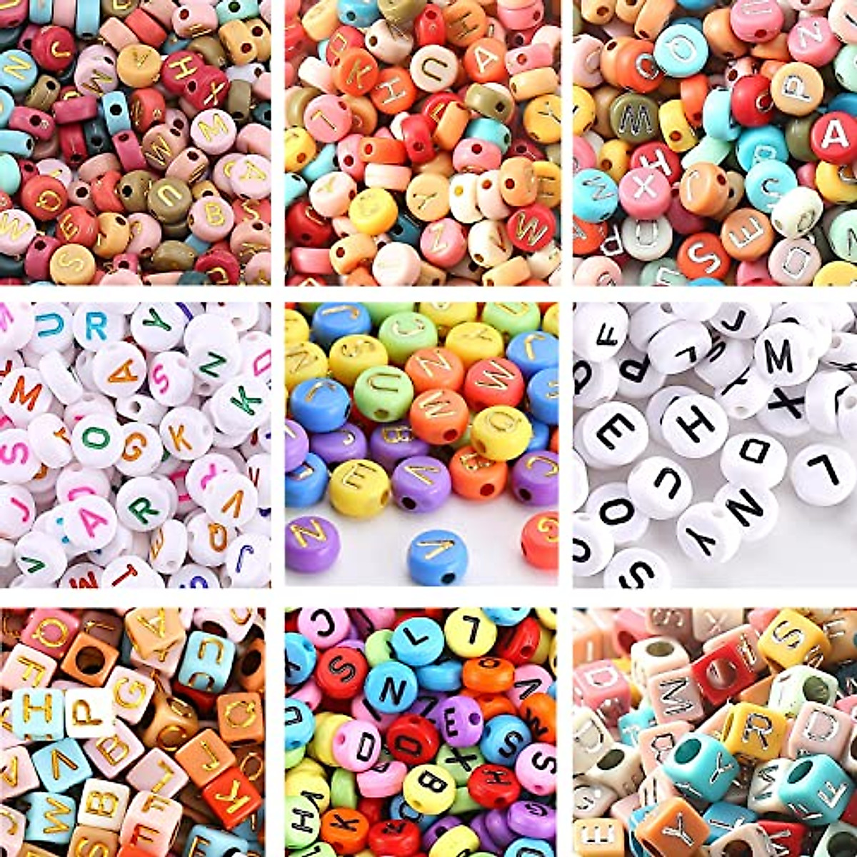 HERZWILD 1000pcs Alphabet Beads Acrylic Letters (A-Z) Beads Colored Letter Beads 4 * 7mm Flat Round Craft Beads for Jewellery Craftsfor Jewellery Crafts (47 Gold-Color/C)