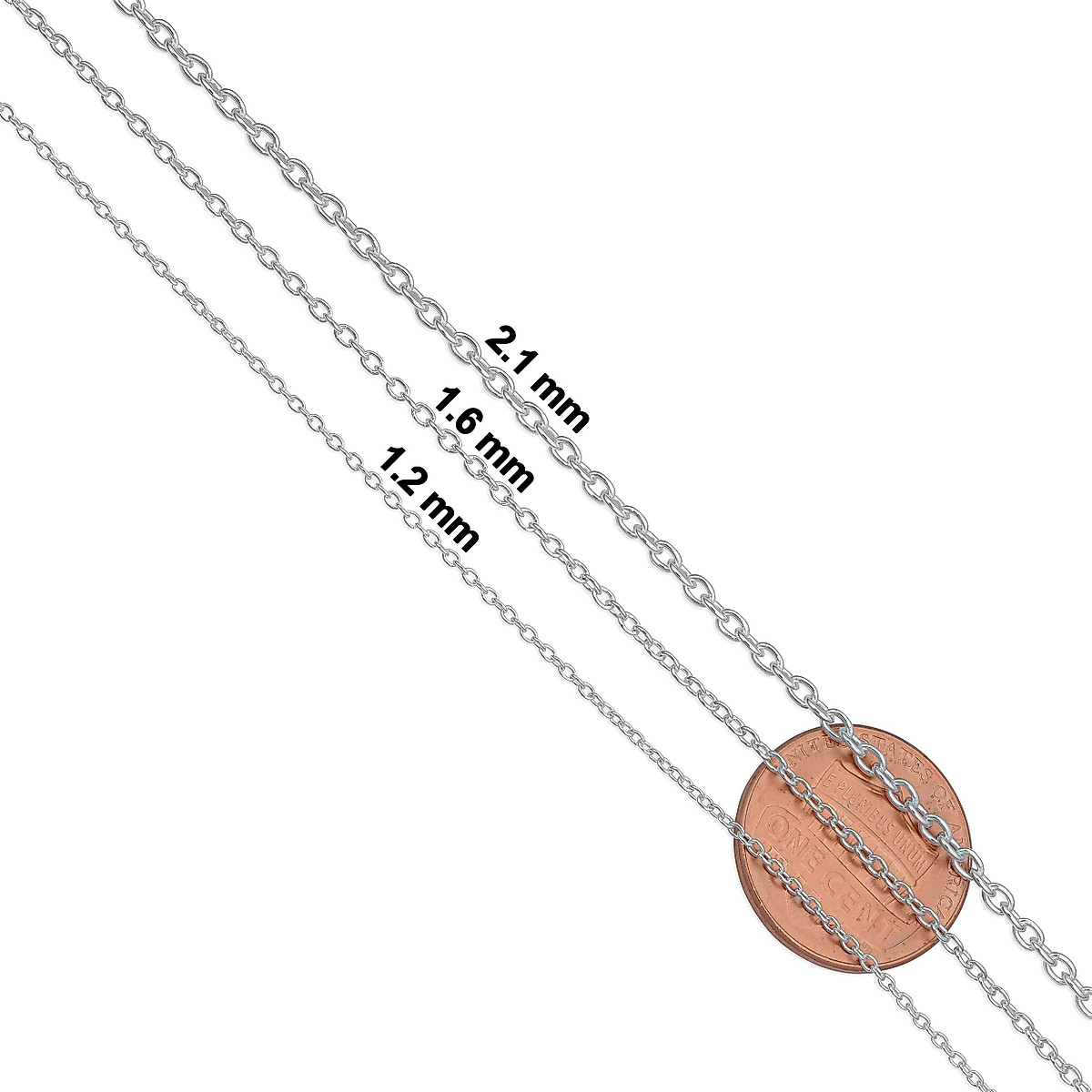 Kooljewelry Sterling Silver Round Cable Chain Necklace (1.2 mm, 30 inch)