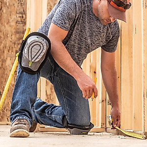 AWP Gel Stabilizer Flooring Roofing, Decking Non-Skid Knee Pads with Dual Layer Padding and Shock Stabilizer Caps | One Size, black,grey,green