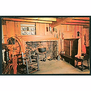 Fireplace in a 17th Century Room Concord Massachusetts Early America USA Vintage Postcard