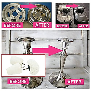 Auniwaig 4PCS 55mm Polishing Wheel Cotton,Conical Buffing Wheel Pad Polishing Wheel with 1/4" Handle for Manifold Aluminum Stainless Steel Chrome