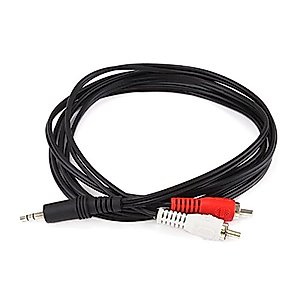 Monoprice Audio/Stereo Cable - 6 Feet - Black | 3.5mm Stereo Plug/2 RCA Jack, Mp3 Player/Phone Headphone Output to Home Audio System