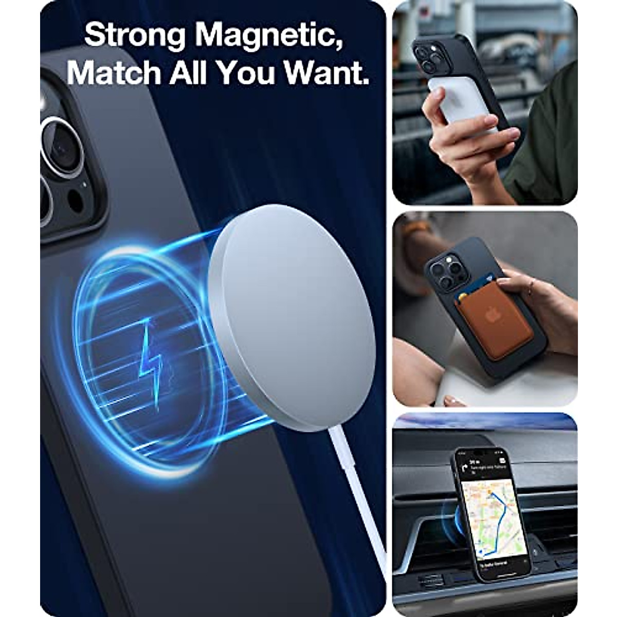 TORRAS Magnetic Slim Fit Designed for iPhone 14 Pro Case, Ultra Thin Strong Magnetic Velvety Touch Anti-Scratch Compatible with MagSafe Cover Phone Case for iPhone 14 Pro, Space Black