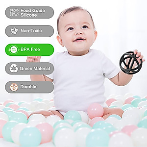 TOPGOMES Baby Teether Ball Toy, BPA Free Silicone Soft Ball Easy to Hold Teether for Babies Ages 6 Months+ (Sage)