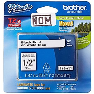 Brother Laminated Black on White Tape (TZe231) (3 Pack)