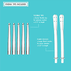 PE Premium Enema Clear Silicone Enema Bag Kit - 2 Quart, Reusable for Coffee & Water Colon Cleanse - 6.75 Foot Long Hose, 7 Tips Included. Enemas for Colon Cleanse Men and Women. Detox Cleanse.