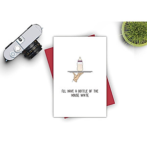 Kirynurd Funny New Baby Card, Cute Baby Shower Card, Hilarious Newborn Card, I Have a Bottle Of The House White