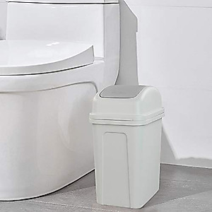 Asking 1.8 Gallon Small Trash Can with Swing-top Lid, Plastic Garbage Bin, Grey