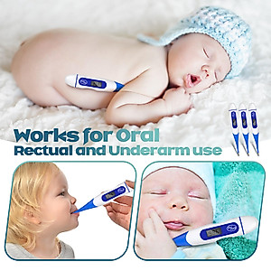 TrelaCo 20 Pcs Thermometer for Adults Digital Oral Thermometer for Fever Thermometer Basal Body Thermometer Fast Reading Flexible Tip for Underarm Rectal Mouth Temperature Measurement