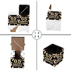65th Birthday Card Box，Black And Gold Card Box for Birthday Party Decorations ，Party Supplies , Money Box -  1 PC (027sr)