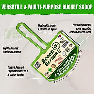Curved Bucket Scoop for 5 Gallon Buckets, Nylon Bucket Scraper for Drywall Mud, Paint, Epoxy Resin, Scrapes Buckets Clean, No More Bucket Shavings in Material - Won't Rust - Made in USA by Buddy Tools