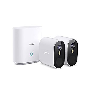 AOSU Security Cameras Wireless Outdoor, 5MP Ultra HD Wireless Security Camera System, 2 Camera kit with 166° Wide Angle, 240-Day Battery Life,Spotlight Camera, 32G Local Storage, No Monthly Fee