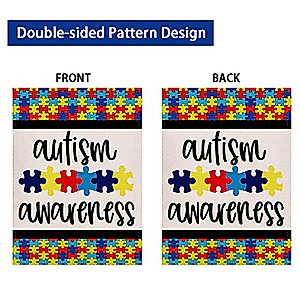 Autism Awareness Garden Flag 12.5 x 18 Inch Vertical Double Sized Puzzle Piece Inspirational Support Yard Outdoor Decoration Flag