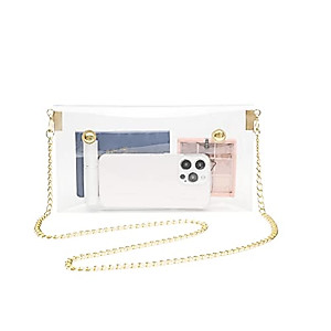 Afashor Women's Clear Crossbody Bag Transparent Shoulder Clutch Handbag with Chain