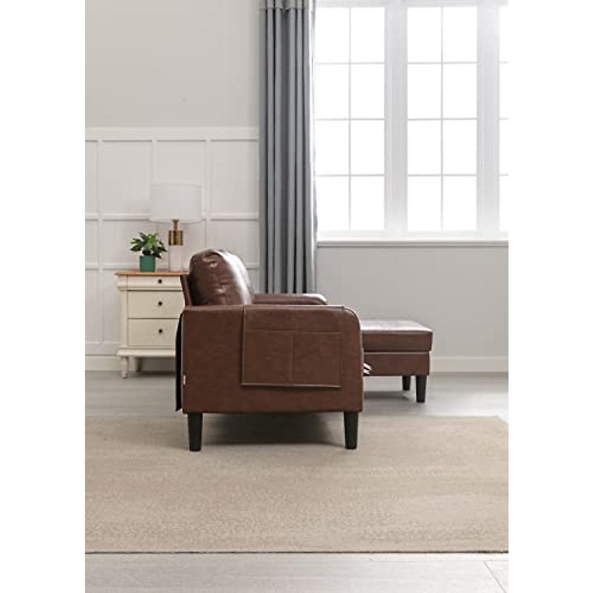 Eafurn L-Shaped Sectional Sofa w/Pull Out Bed & Storage Space,Comfy Sleeper Couch with Chaise, 3-seat Upholstered Convertible Corner Sofa & Couches, Suitable for Living Room