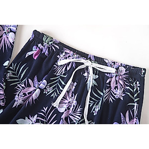 CHUNG Women's Cotton Pajama Set Cute Patterned Tank Top Sleeveless T Shorts Sleepwear Summer Plus Size loungewear,PurpleFlower,XL