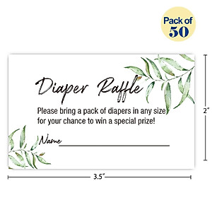 FARHTINANFX Diaper Raffle Tickets for Baby Shower 3.5" x 2" with Name Line, for Girl or Boy Baby Shower Invitations, Baby Shower Games(50 Pack)