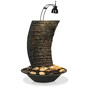 Water Ripple Japanese Zen Indoor Tabletop Fountain 17 1/4" High with Light Waterfalls Meditation Decor for Table Desk-Top Home Office Bedroom House Living Room Relaxation - John Timberland