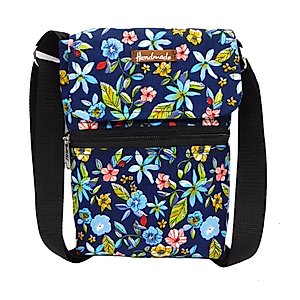 Crossbody Cellphone Purse Handmade Cross-body Bags,Cell phone Crossbody Purse For iPhone Samsung (FLOWER_L-DARK BLUE-FB) A-flower_l-dark Blue-fb