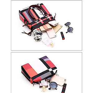 Luxury Handbags plaid Women Bags Designer Purses and Handbags Set 4 Pieces Bags Female Bolsa Feminina (Blue)