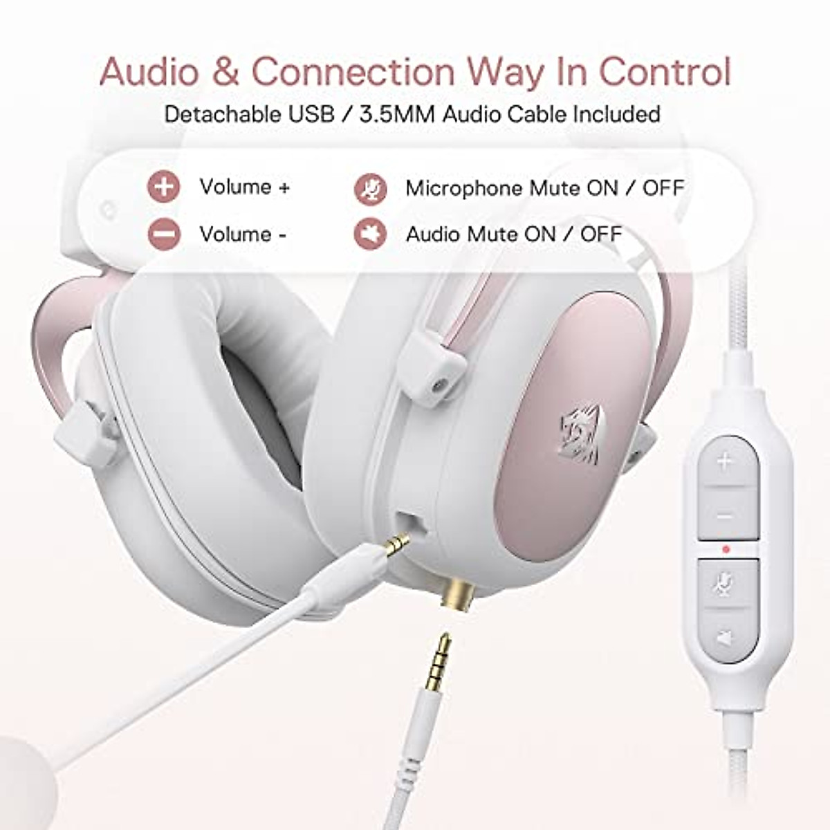 Redragon H510 Zeus White Wired Gaming Headset - 7.1 Surround Sound - Memory Foam Ear Pads - 53MM Drivers - Detachable Microphone - Multi Platforms for PC, PS4/3 & Xbox One/Series X, NS