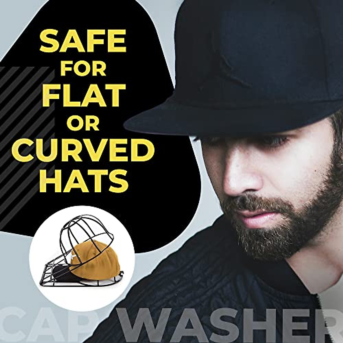 BallcapBuddy - Original and Patented Hat Cleaner, Hat Washer for Washing Machine or Dishwasher, Cap Washer Frame for Flat & Curved Hats, 2 Pack, Black, Made in USA