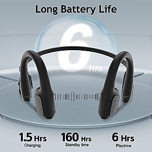 LOBKIN Bone Conduction Headphones Bluetooth 5.3 - Wireless Open Ear Headphones Built-in Mic & 32GB Memory MP3 Player, IP68 Waterproof Ultralight Sport Headphones for Swimming Running