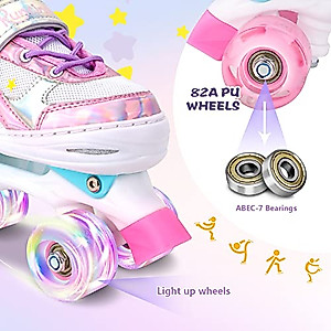 Runcinds Toddler Roller Skates for Girls Kids, 4 Size Adjustable Kids Roller Skates for Little Girls with Light Up Wheels