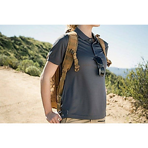 LAPG Women's Recon Jersey Short Sleeve Polo Shirt, Anti-Wrinkle Moisture Wicking Tactical Polo Shirt for Women - Heather Blue - Medium