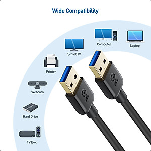 Cable Matters Short USB 3.0 Cable 6ft, USB to USB Cable/USB A to USB A Cable/Male to Male USB Cord/Double USB Cord in Black