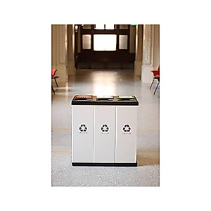 RecycleBoxBin Triple Recycling Bin - Large Capacity (25 gal. per Bin), All Plastic, Light-Weight, with Changeable Label System