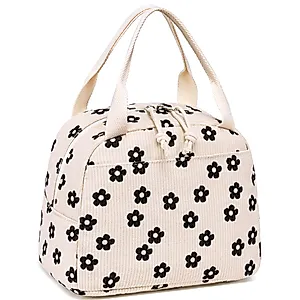 LEDAOU Lunch Box for Women Insulated Lunch Bag Corduroy Lunch Tote Bags Leakproof Cooler Lunch Case for Travel Work Picnic