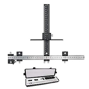 Cabinet Hardware Jig Punch Locator - Adjustable Drill Guide for Handles and pulls Sleeve Drawer Knobs Pulls Handles Wood Drilling Dowelling Templates Jig Tool (Stainless Steel) (Black)