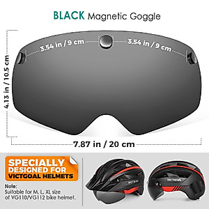 VICTGOAL Detachable Magnetic Bike Helmet Goggles Visor Especially Deisgned for VG110/VG112 Bicycle Helmet (Black)