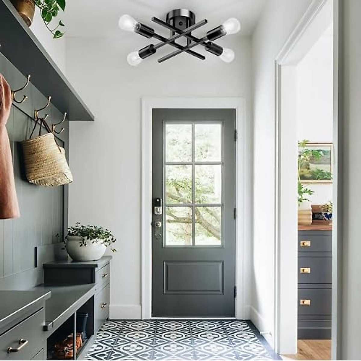 Mshamy - Modern Flush Mount Ceiling Light, Matte Black, 6 inch, E26 Base, 60 Watt Max, Ideal for Bedrooms, Dining Rooms, Entryways, Porches, Kitchens, Bathrooms