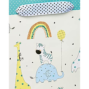 Papyrus 18" Jumbo Gift Bag - Designed by House of Turnowsky (Zoo Animals with Balloons) for Baby Showers, Baby Sprinkles, New Baby, Baptisms, Christenings and All Baby Occasions (1 Bag)