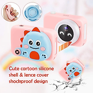 RenFox Kids Camera, 2.4'' 16MP Dual Lens Selfie Camera1080P HD Digital Video Camcorder, Toys and Birthday for Girls Boys Age 3-10, Toddler Beginner Camera with 32GB SD Card - Pink