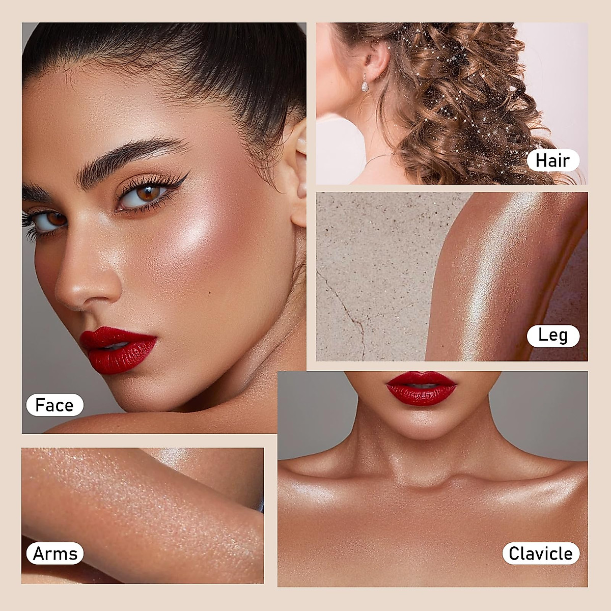 Pjordo Body Glitter Spray, Shimmer Spray, Gold Glitter Spray for Hair and Body, Glitter Hairspray, Quick Dry Long-Lasting Highlighter Powder Spray for Women Christmas Makeup Party Festival Rave 4FL.OZ