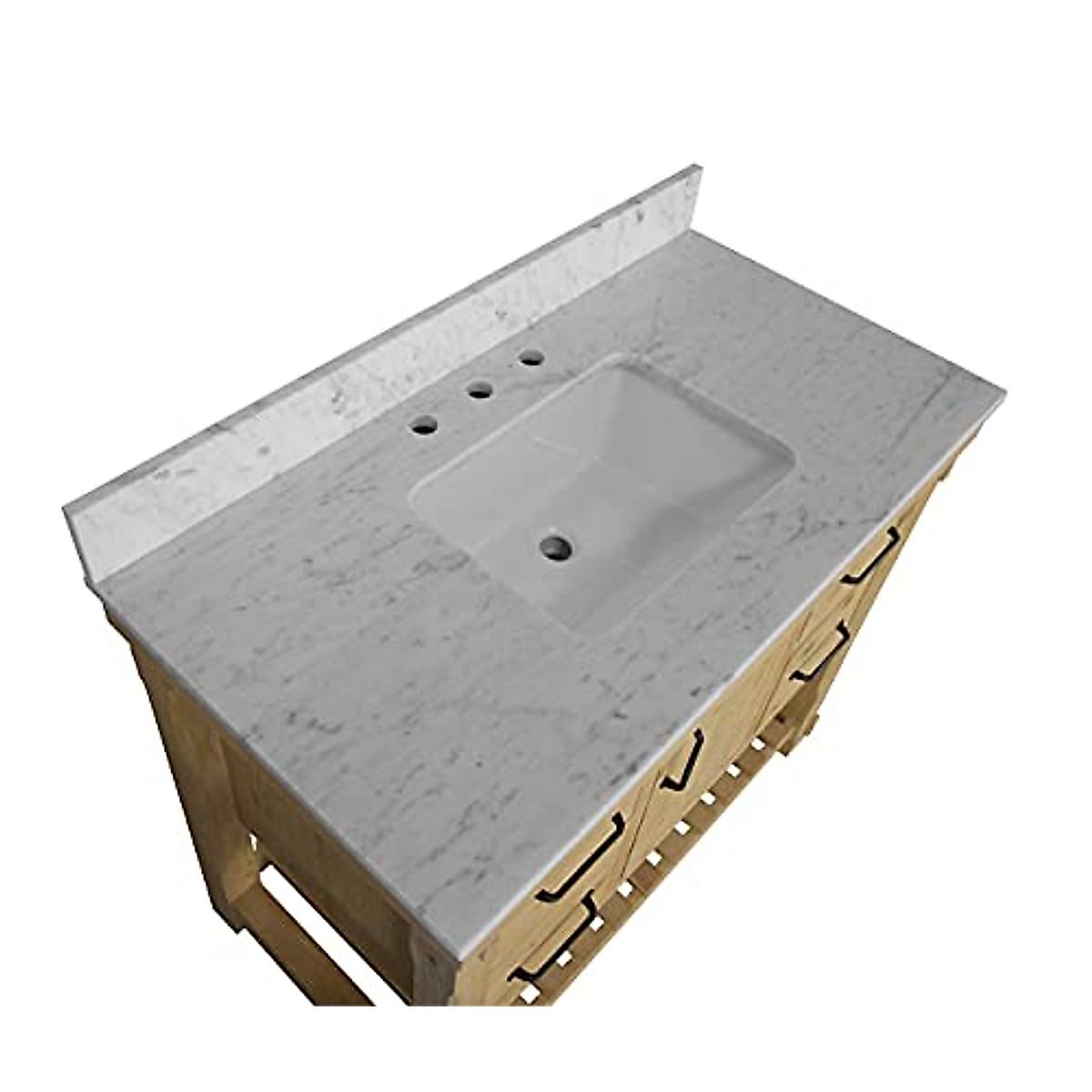 Birmingham 42-inch Bathroom Vanity (Carrara/Driftwood): Includes Driftwood Cabinet with Authentic Italian Carrara Marble Countertop and White Ceramic Sink