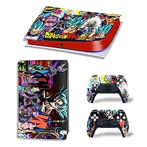 PS5 Console and DualSense Controller Skin Vinyl Sticker Decal Cover, Suitable for Playstation 5 Digital Edition Console and Controller, Durable, Scratch-Resistant, Disk Version (DragonBall Supe[8551])